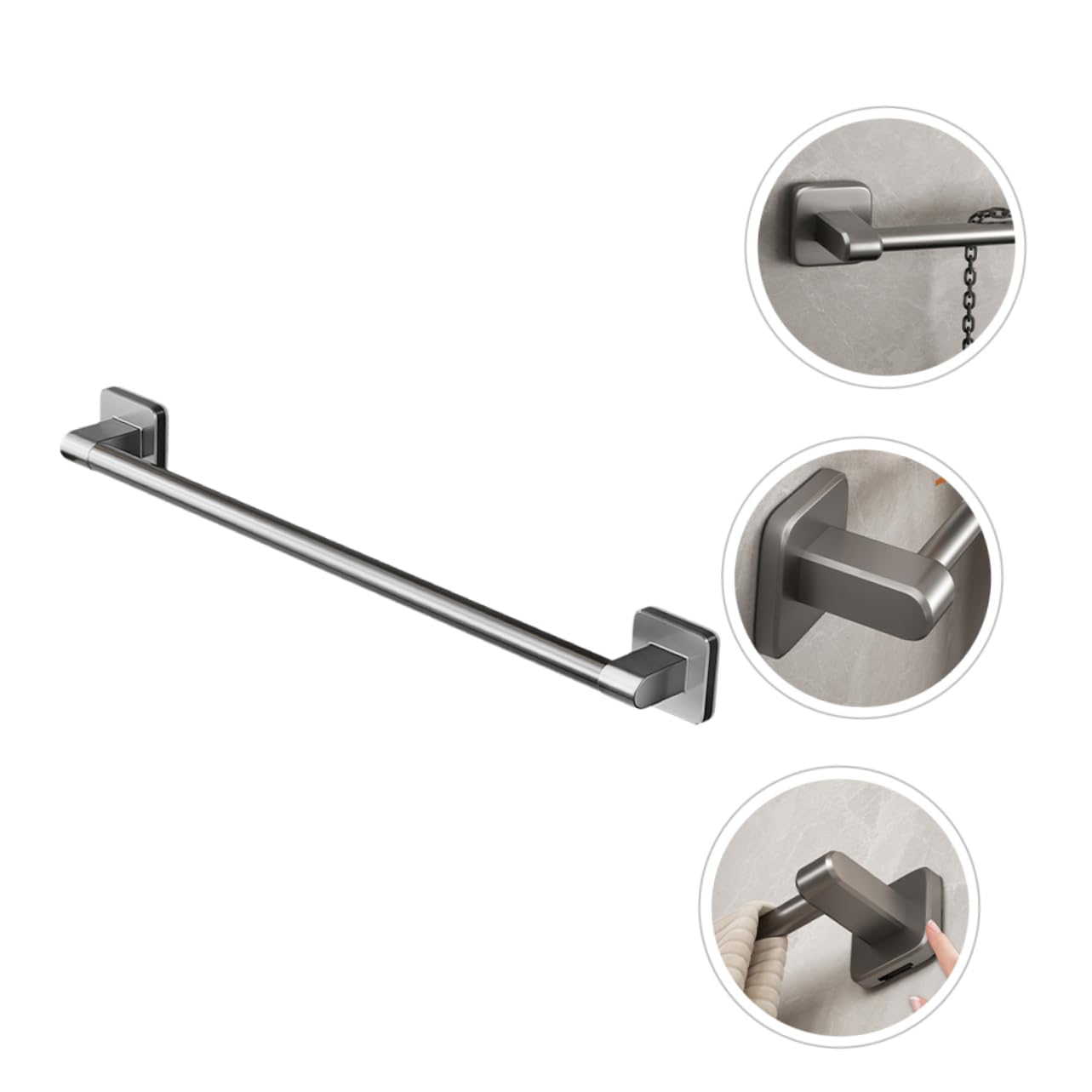ABOOFAN Wall Nail- Single Pole Towel Hanger Gray 50cm Kitchen Cabinets Towel Rack Towel Bar Wall Mount Towel Organizer Bathroom Slipper Bathroom Racks Towel Holder Wall Heavy