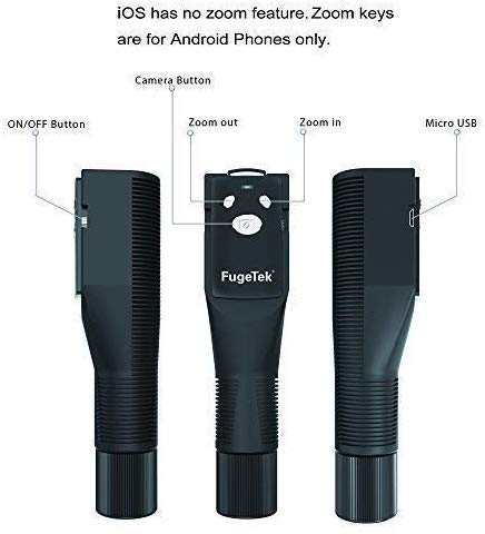 Fugetek 49" Selfie Stick Monopod Professional High End FT-568, For Apple iPhone, Android Samsung, & DLSR Cameras, Aluminum Alloy, Rechargeable Wireless Bluetooth Remote (Black)