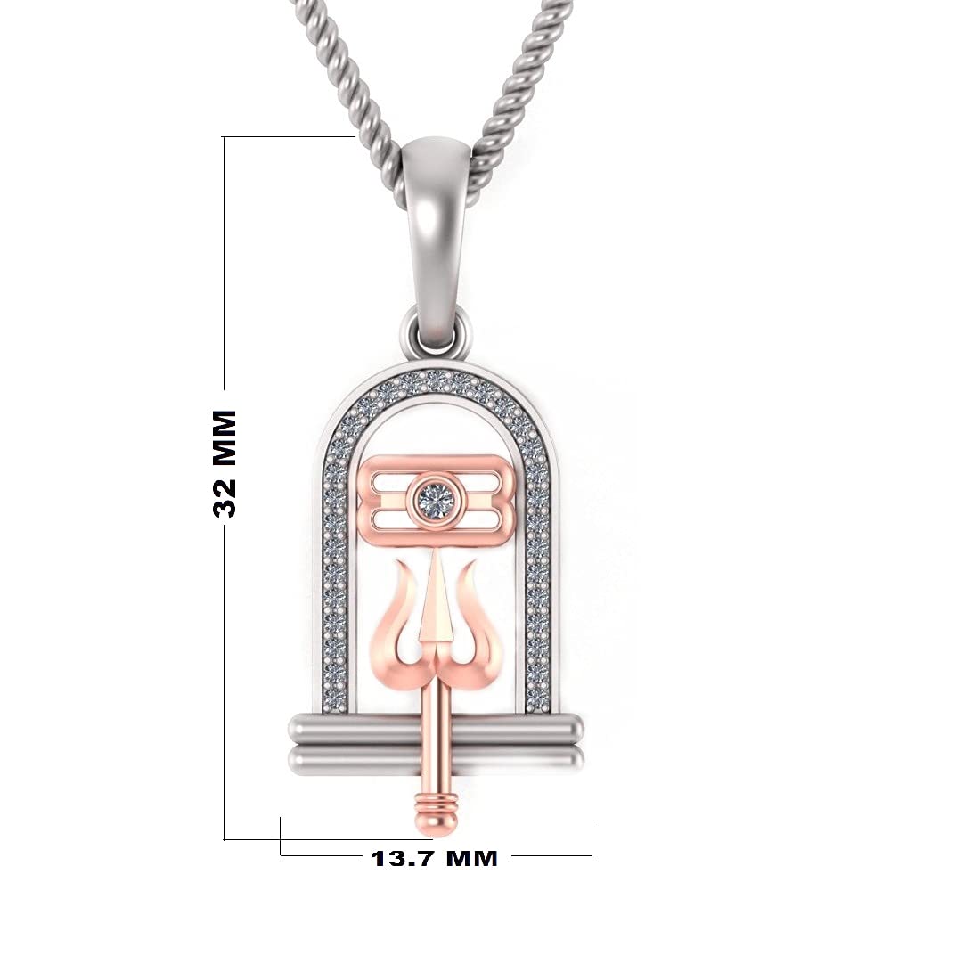 925 Sterling Silver 14K Rose Gold Finish Diamond The Lord Shiva Pendant for Women's