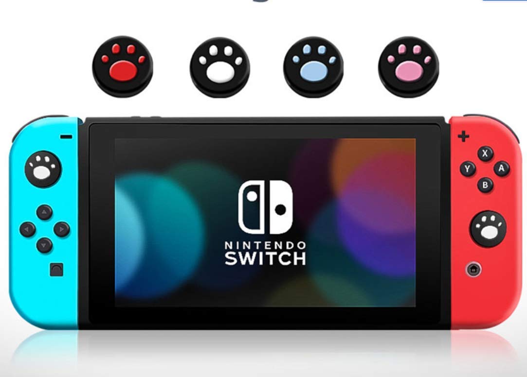 6 in 1 Thumb Grips Joystick Cap Cover Soft Silicone Protective Skin Case for Nintendo Switch Joy-Con Controller (Green-Pink)