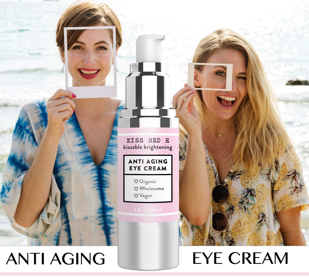 KissRedE Anti-Aging Eye Cream for Dark Circles, Puffiness, Fine Lines, and Wrinkles - Fragrance-Free, 1 Fl Oz