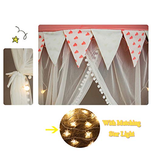 OldPAPA Princess Bed Canopy for Children, Toddler Bed Mosquito Net Crib Gauze Curtain Tent Half-Round Dome Reading Corner Tent Room Decor, Red