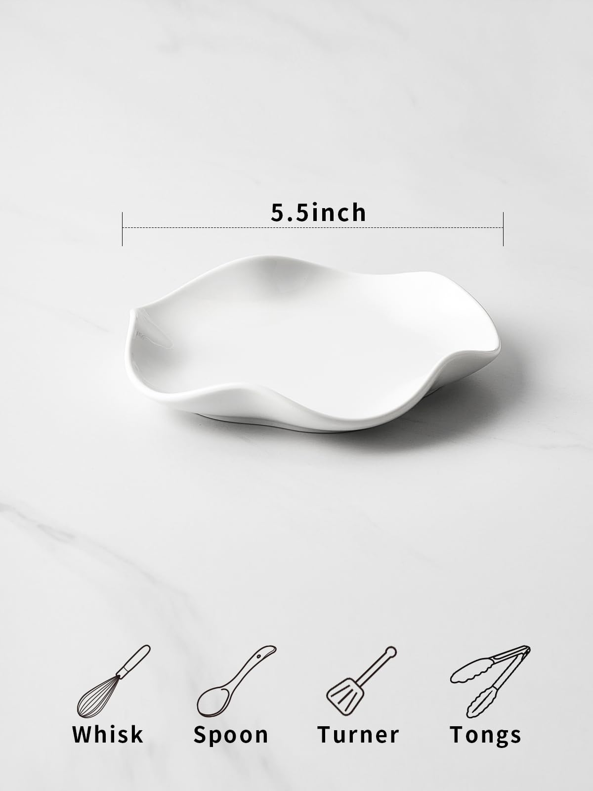 ABRUTY Spoon Rest for Stove Top, Ceramic Spoon Holder for Counter, Modern Farmhouse Decor Accessories for Spatula,Spoons (C-Marble, Flower-Shape)