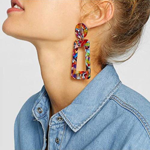 Acrylic Dangles Drop Earrings For Women And Girls Resin Lightweight Statement Stud Earrings(Multicolor)