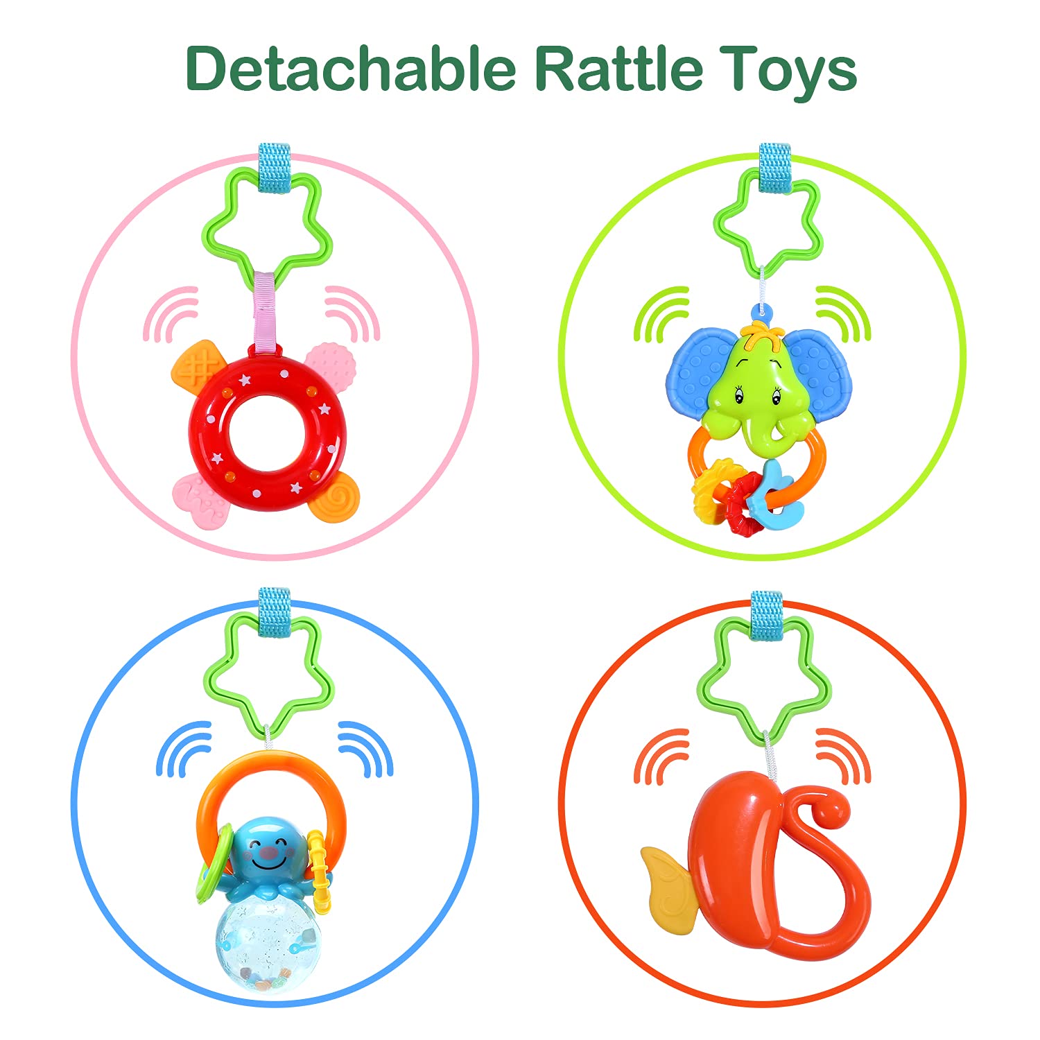 CUTE STONE Baby Gym Play Mat, Play Piano Gym with Tummy Time Activity Mat, Musical Activity Center for Infants Toddlers