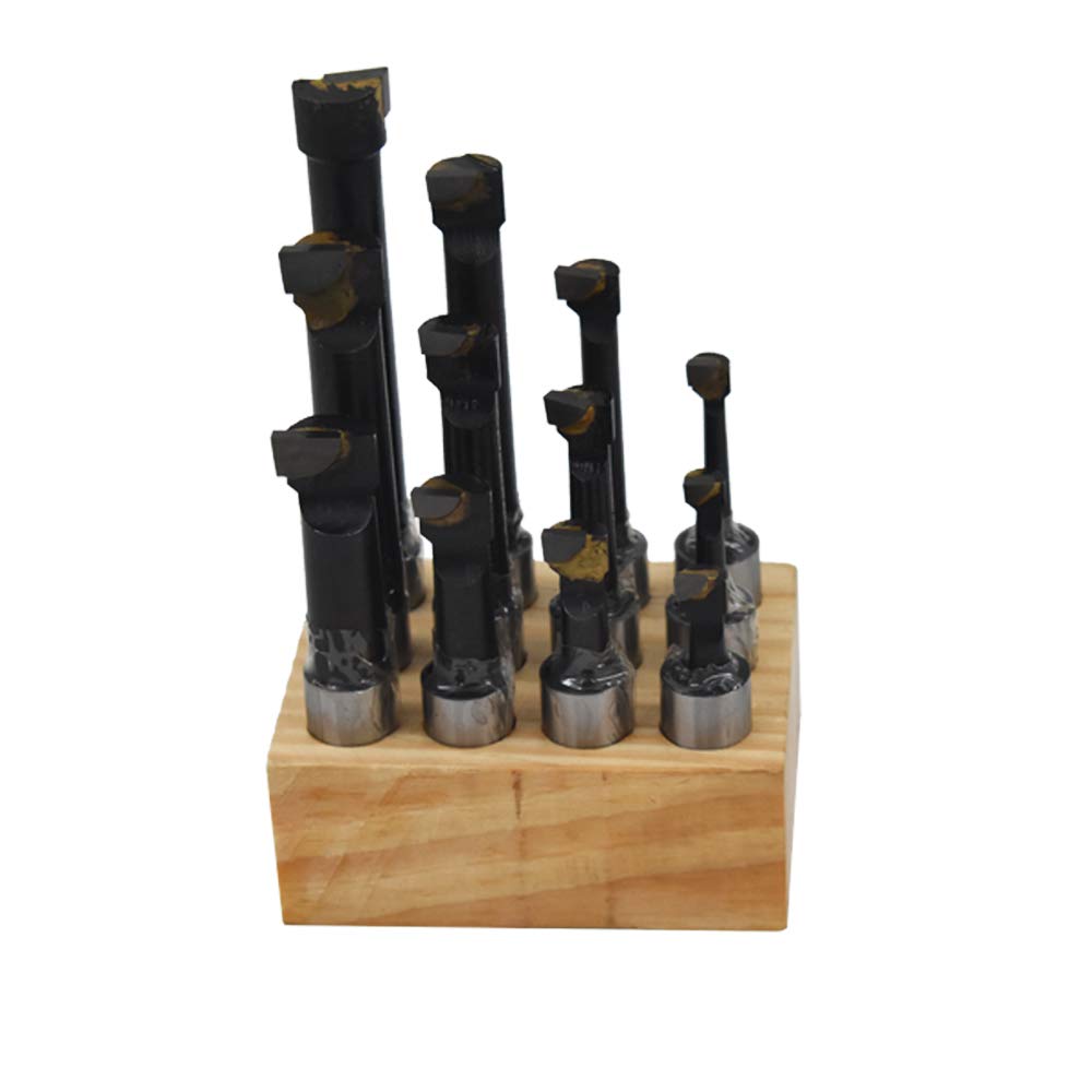 findmall 5/8" Boring Bar Set 12 Pcs Carbide Tipped Bars 5/8" Shank Lathe Tool Milling Tools Kit with Base