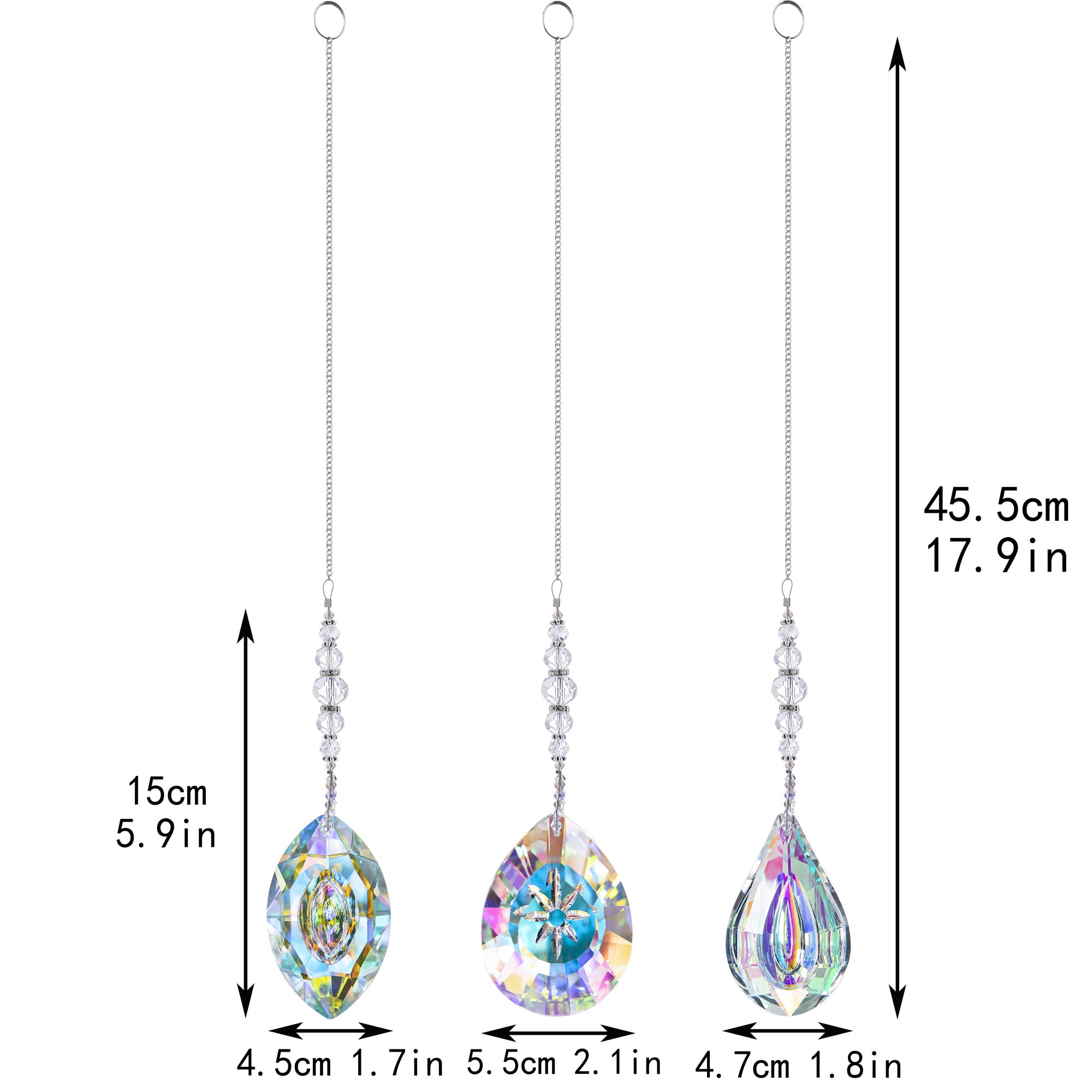 9pcs AB Coating Hanging Crystals Rainbow Crystal Prisms Suncatchers