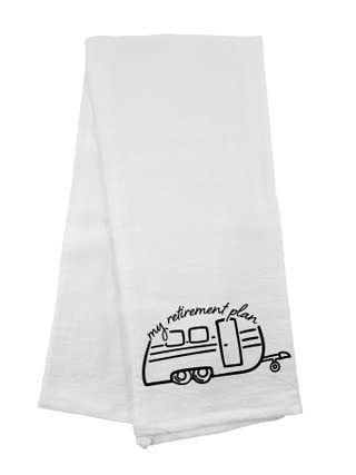 AB Lifestyles 2 Pack Cute Hand Towels with Sayings Dish Towels with Funny Sayings My Retirement Plan Airstream Dish Towels for Bathroom Kitchen Camping Bath Sign Rustic Farmhouse Look
