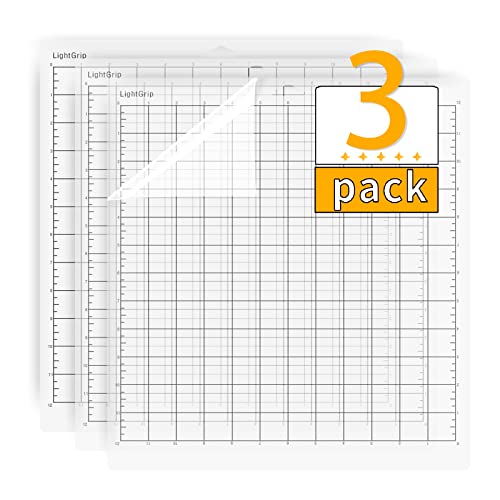 AHIJOY Light Grip Cutting Mat for Cricut 12"x12" 3 Pack Cricut Accessories Cutting Mat for Cricut Maker/Air 2/Air/One Adhesive Sticky Cutting Mats Accessories for Cricut,Transparent