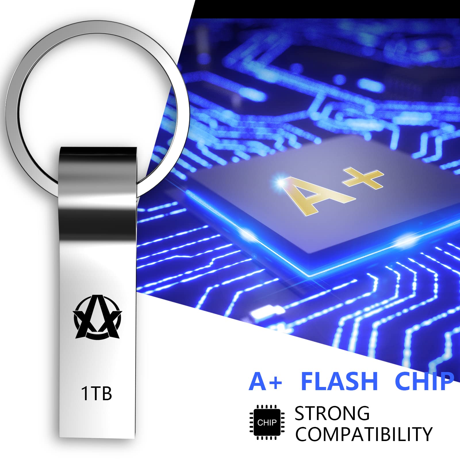 Ahinsoa USB Flash Drives 1TB, Portable Thumb Drive- High Speed USB Drive Memory Stick Ultra Large Data USB Stick 1000GB Storage, Waterproof Jump Drive Pen Flashdrive with Keychain