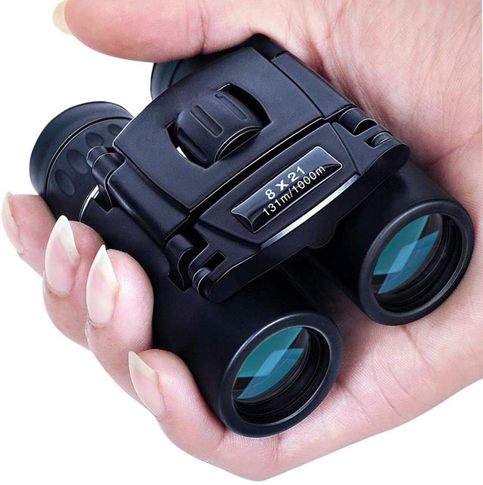 8X21 Zoom Binoculars Long Range 1000M Concert Folding Portable HD Green Film Mini Pocket Telescope FMC Optics BAK4 Prism