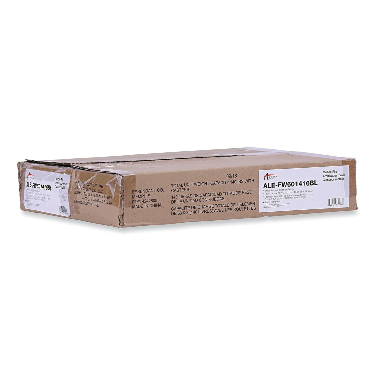 Alera FW601416BL Compact Rolling File Cart, 15 1/4w x 12 3/8d x 21h, Black