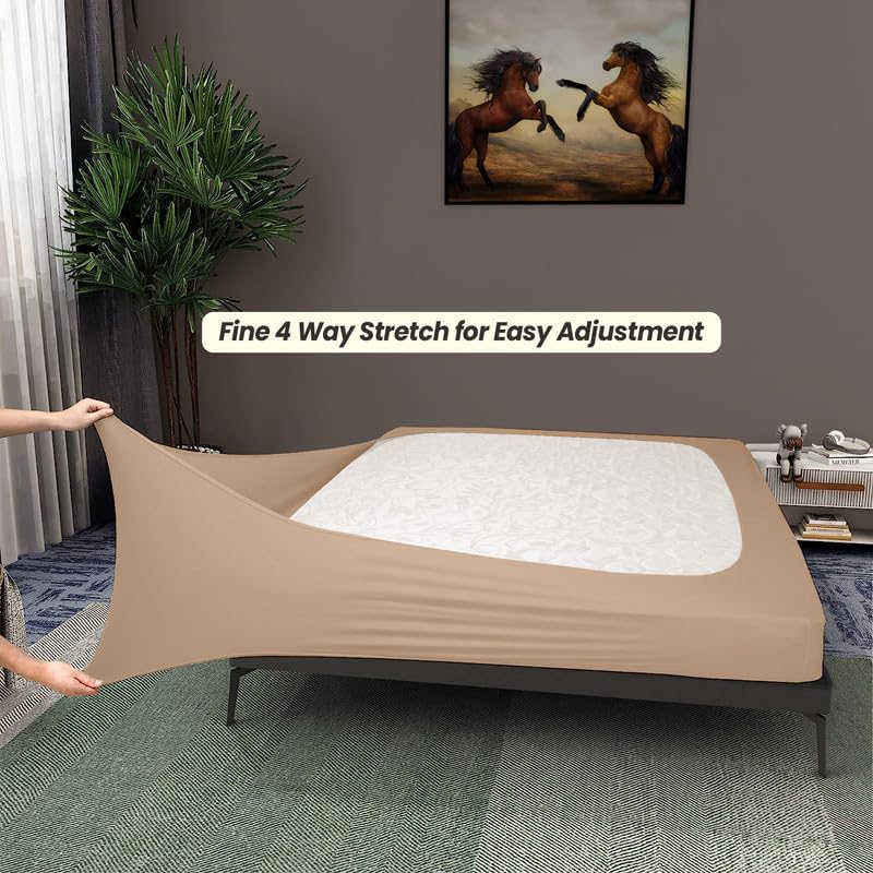Absolute Mattress Box Spring Cover Full XL Size Fits Upto 18" Inch Deep All Around Elastic for Snug Fit Your Mattress Polyester Fabric Thick Box Spring, Taupe