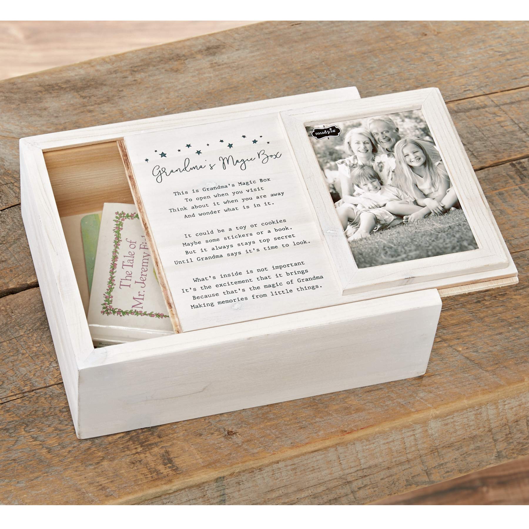 Mud Pie Keepsake Grandma's Magic Wooden Box, White