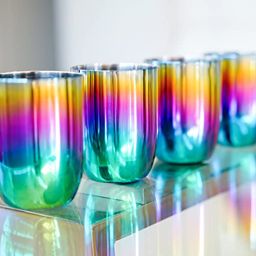 Ahimsa Stainless Steel Concious Cup | 8 Ounce Cup | Toddler Dishware | No Plastic | 100% BPA Free | Dishwasher Safe (Rainbow)