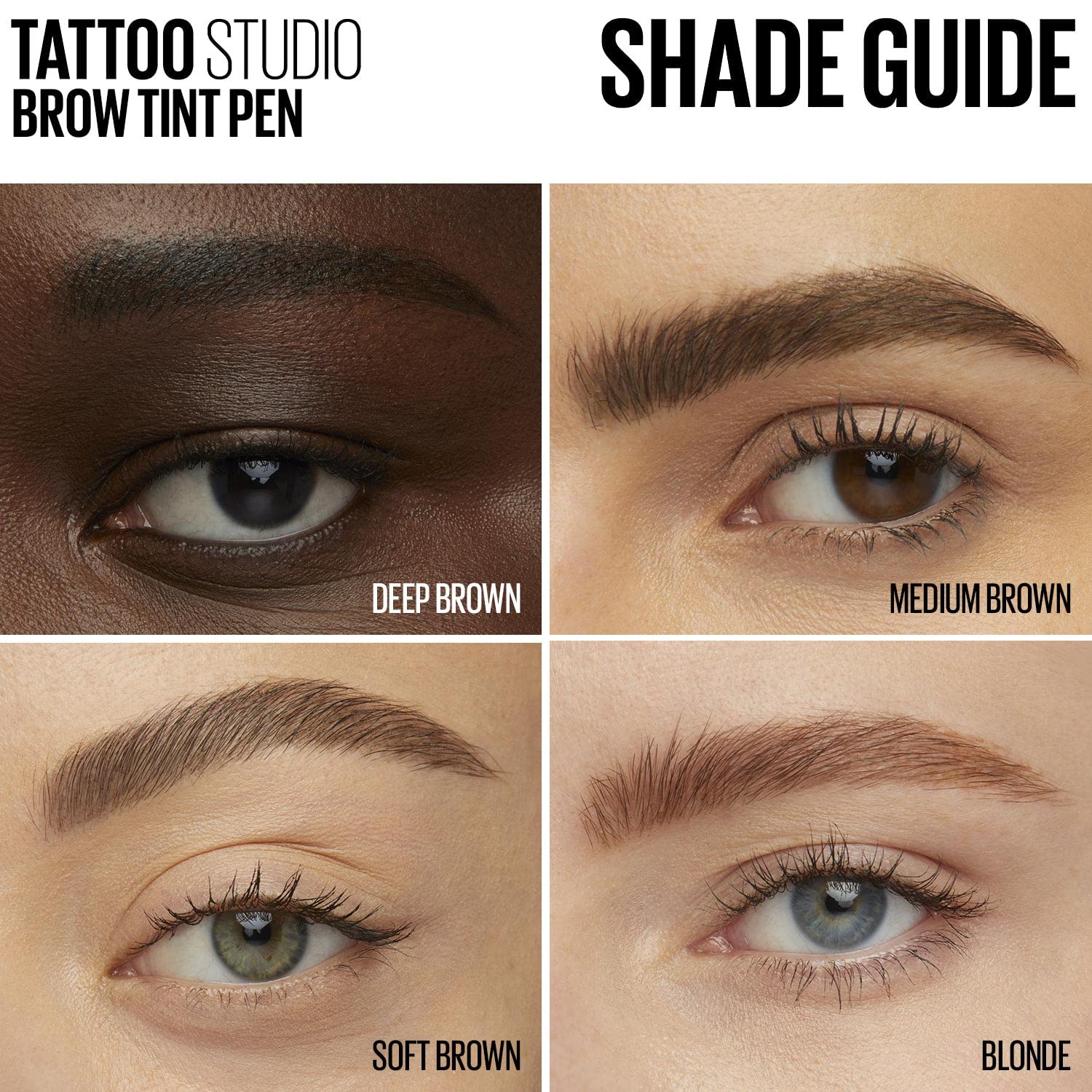 Maybelline New York TattooStudio Brow Tint Pen Makeup, Medium Brown, 0.037 fl. oz.