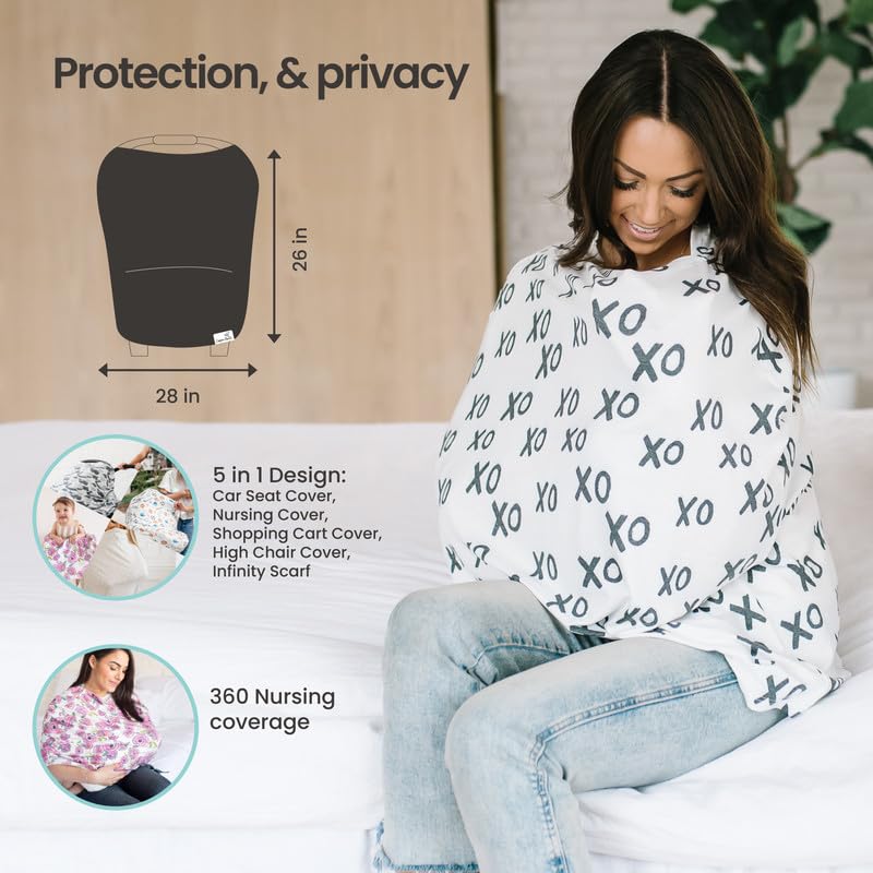 Copper Pearl Multi-Use Cover: Car Seat Covers, Nursing Cover, and Stroller Cover for Sun - Stretchy Fabric, All-Season Use, Stylish Designs, Easy Access for Moms - City