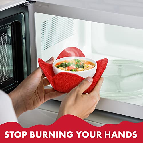 Microwave Bowl Huggers Warmers for Food Microfiber Heat Resistant Food Warmer Set Microwave Safe Handle Hot and Cold Bowls Holder Without Burning Your Hands Set of 4 Microwave Bowl Huggers
