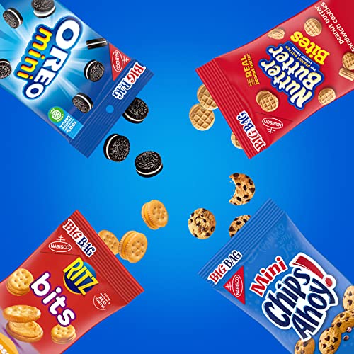 OREO Mini Cookies, CHIPS AHOY! Mini Cookies, Nutter Butter Bites & RITZ Bits Cheese Crackers Variety Pack, 15 Big Bags (assortment may vary)