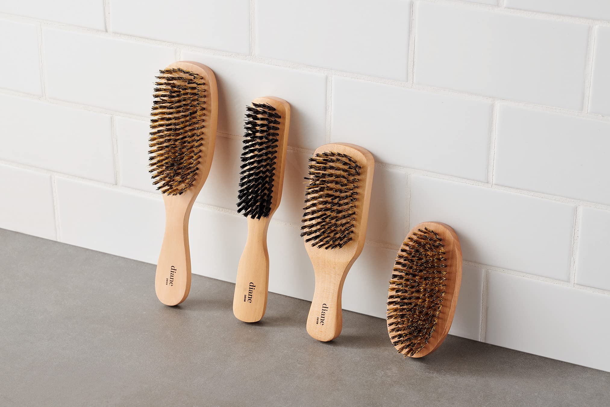 Diane Reinforced Boar Bristle Wave Brush for Men and Barbers – Hard Bristles for Thick to Coarse Hair – Use for Detangling, Smoothing, Wave Styles, Restore Shine and Texture