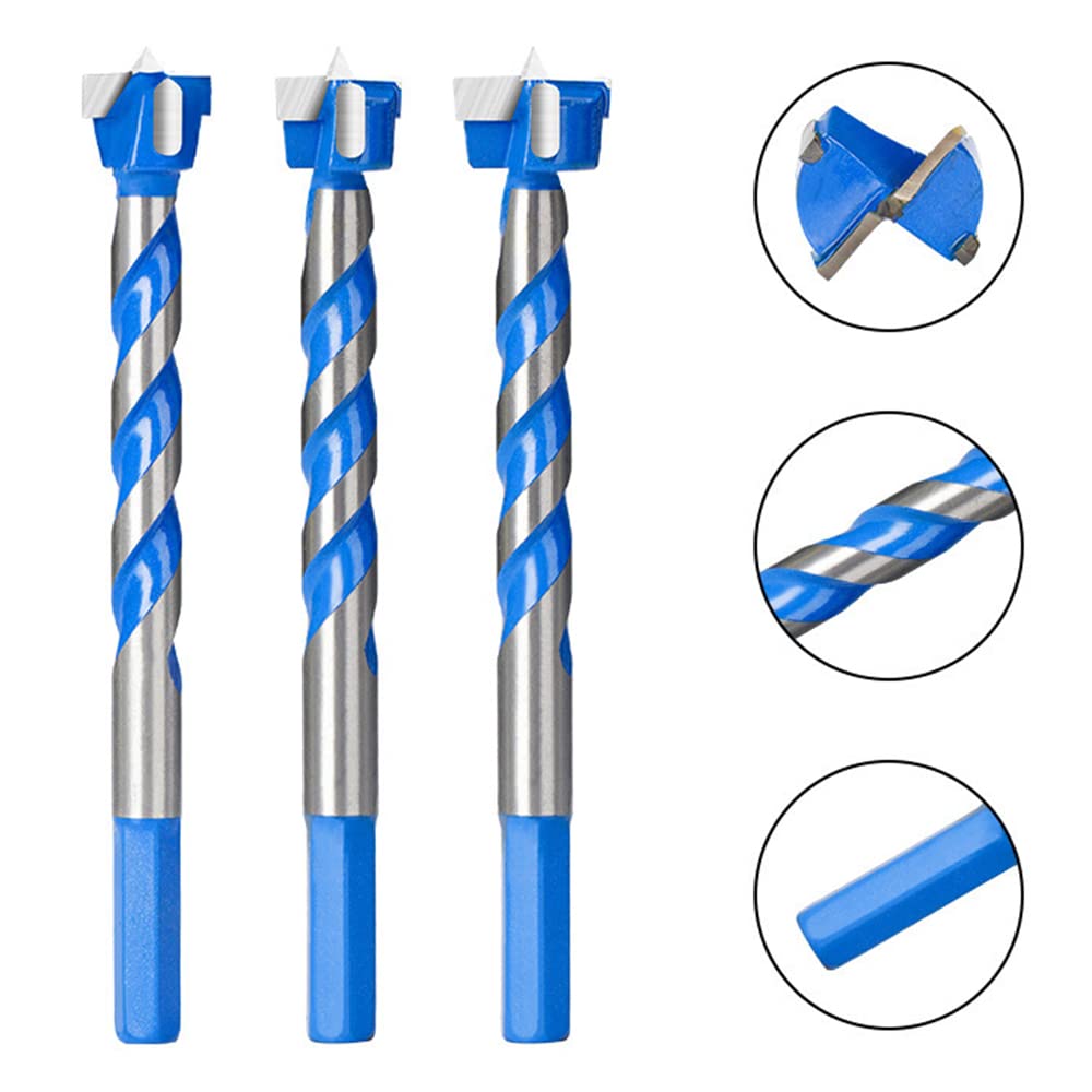 Utoolmart Forstner Drill Bits Cemented Carbide, 18mm Round Shank Woodworking Hole Saw Cutter, 125mm Length Woodworking Hole Boring Bit Blue