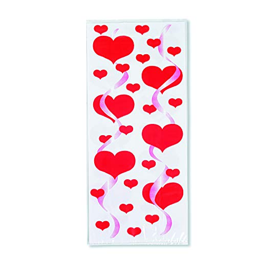 Fun Express Valentine Cello Bag Assortment (60 pieces) Valentine's Day Party Supplies, Cellophane Bags, Classroom Party Supplies