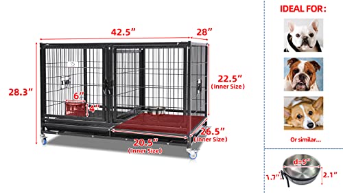 Homey Pet-43 All Metal Open Top Stackable Heavy Duty Cage(Upper) w/Floor Grid, Tray, Divider, and Feeding Bowl