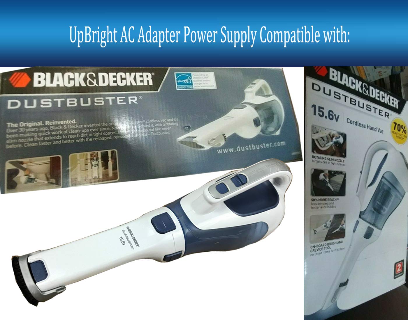 UpBright 21V AC Adapter Compatible with Black & Decker Dustbuster 15.6V DC CHV1510 Cordless Hand Vac Vacuum Cleaner B&D 15.6VDC 15.6 Volts Battery UA210010B 90560923 21VAC 100mA Power Supply Charger