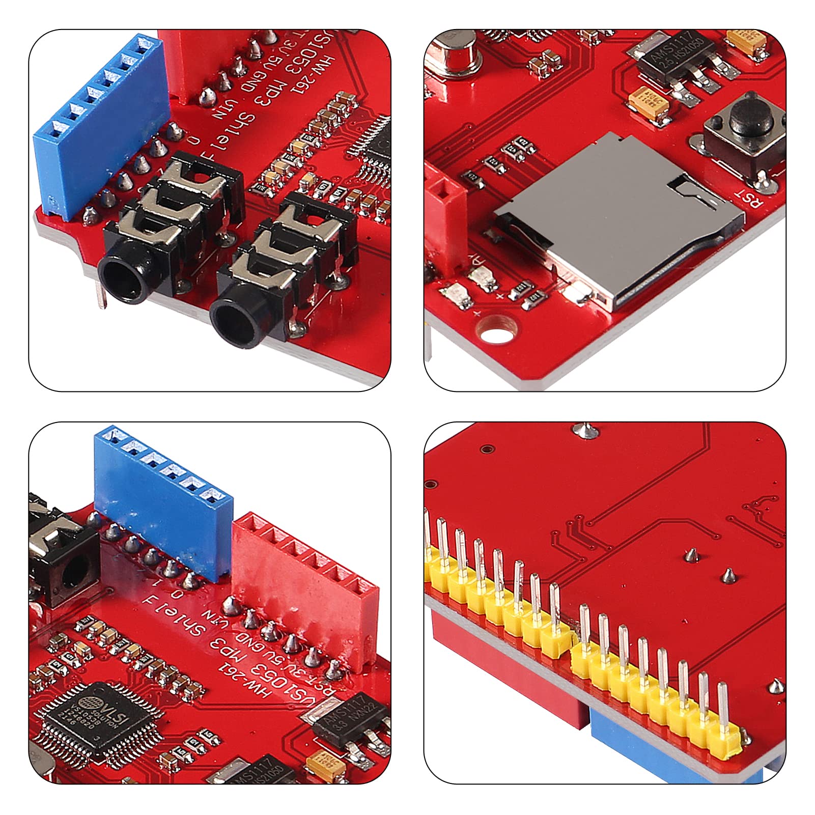 AITRIP 2PCS VS1053 VS1053B Stereo Audio MP3 Player Shield Record Decode Development Board Module with TF Card Slot for Arduino UNO R3 One