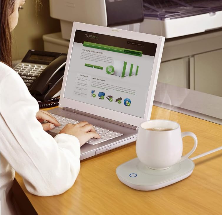 Coffee Mug Warmer Automatic Shut Off, Safely Cup Warmer for Coffee, Milk, Tea, Water, Beverage Warmers with Touch Screen Switch for Office/Home