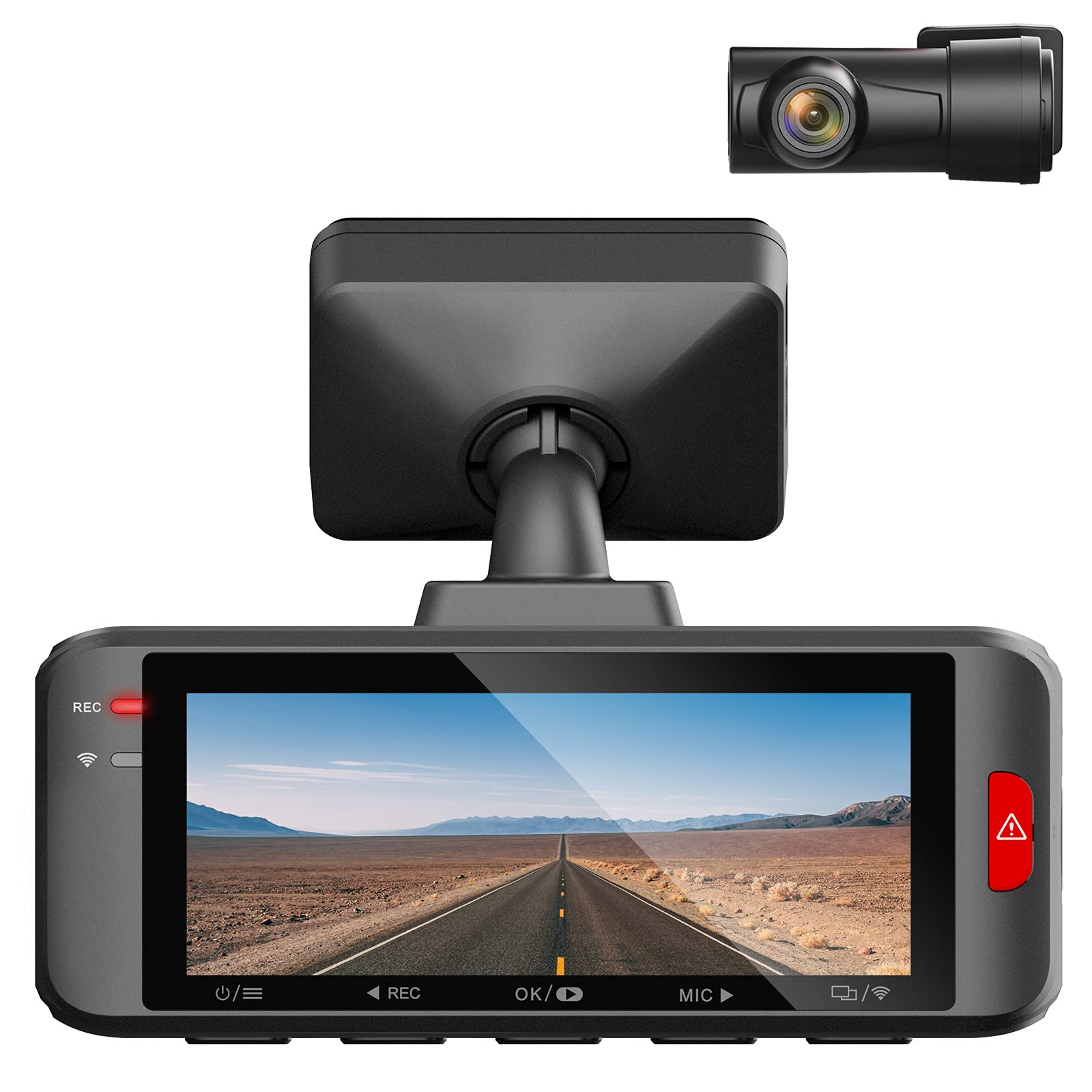 4K Dual Channel Dash Cam, Built-in Wi-Fi GPS, 4K + 1080P Front and Rear Dashcam, 2.4 Inches Large Screen, Supercapacitor, Parking Mode, Motion Detection, Emergency recording,Zenfox U1