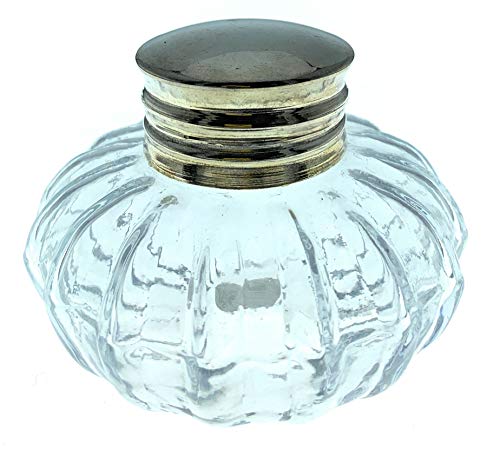 Madison Bay Company Round Swirled Clear Glass Inkwell, 3 Inch Diameter X 2.25 Inch Tall
