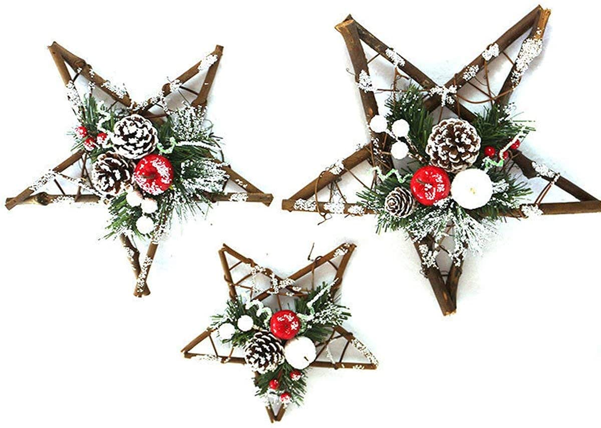 Star Wreath Natural Grapevine Rings Wicker Rattan Branch Wreath Stick Wreath Vine Wreath for Home Garden Wedding Hanging Decor (6 inches)