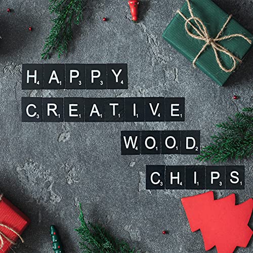 600PCS Black Wooden Scrabble Tiles, Scrabble Letters for Crafts, Making Alphabet Coasters and Scrabble Crossword Game.