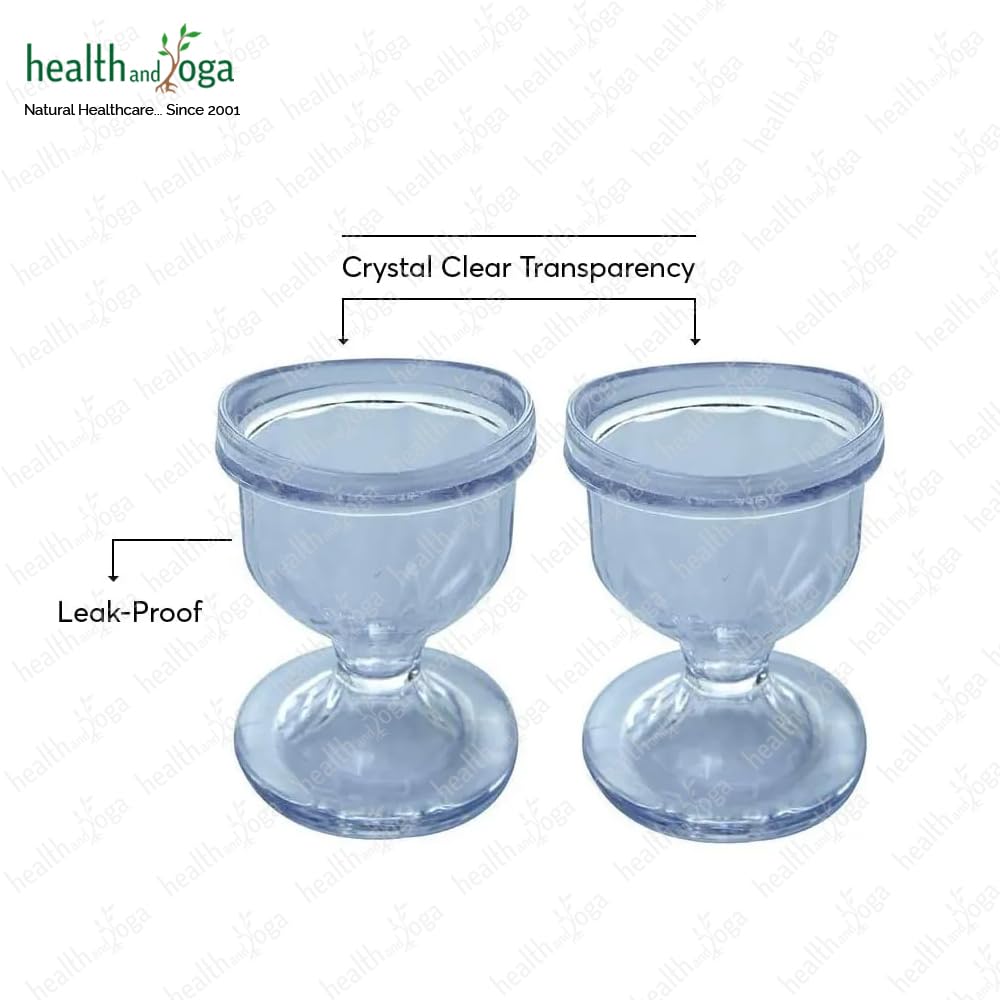 HealthAndYoga™ ChillEyes Transparent Eye Wash Cups for Effective Eye Cleansing - with Storage Container - Eye Shaped Rim, Snug Fit (2 Pcs.)