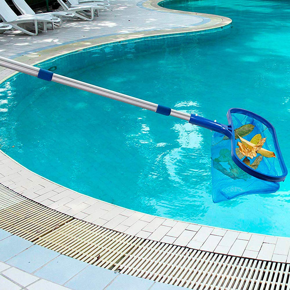 Ahn'Qiraj Pool Skimmer Net with Pole, Pool Net Fine Mesh with Telescopic Pole Leaf Skimmer Mesh (Dark Blue)