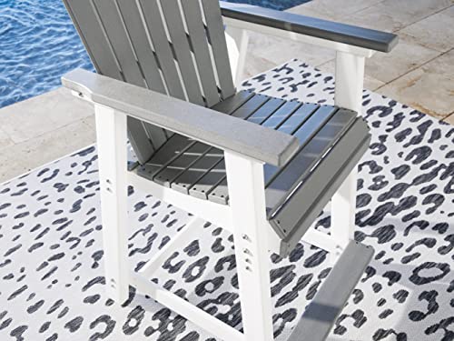 Signature Design by Ashley Outdoor Transville HDPE Patio Barstool, 2 Count, Gray