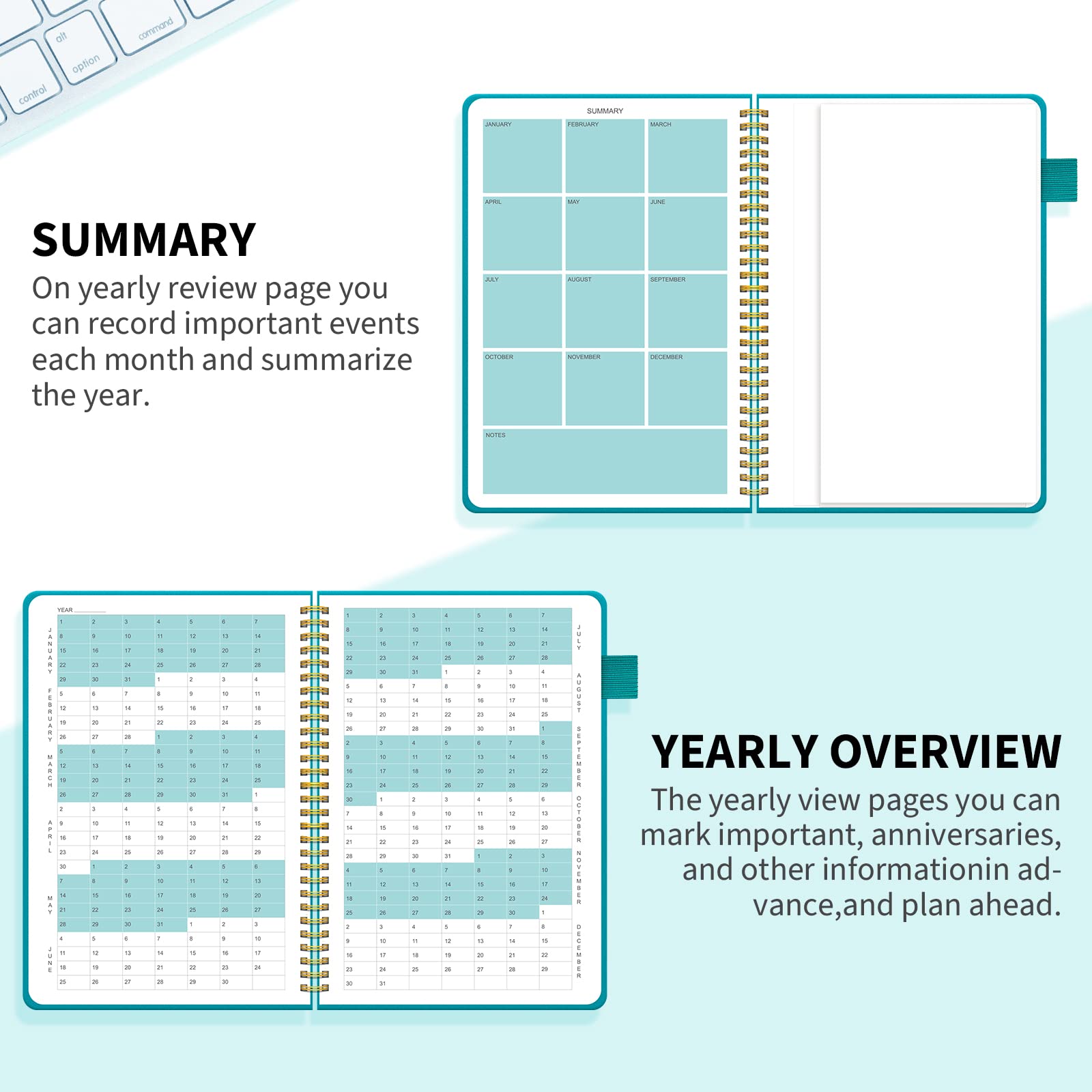 A5 Hardcover Spiral Appointment Notebook Teal