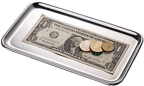 IMEEA Small Vanity Tray Rectangle Satinless Steel Little Jewelry Tray Bathroom Tray Storage Organizer Makeup Cosmetic Organizer Trays, 8 x 4.6 inch