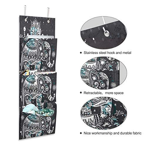 WELLDAY Hanging Storage Bag Elephant Dots Wall Door Closet 4 Pockets Organizer