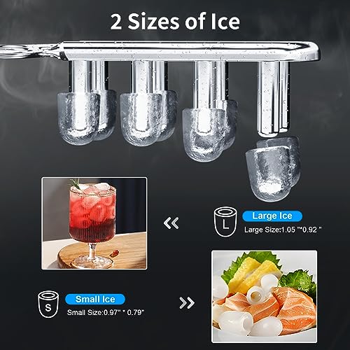 Antarctic Star Countertop Ice Maker Portable Ice Machine with Handle,Self-Cleaning Ice Makers, 26Lbs/24H, 9 Ice Cubes Ready in 6 Mins, S/L, for Home Kitchen Bar Party (Black)