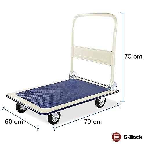 Heavy Duty Folding Industrial Platform Trolley - Foldable Trolley on Wheels for Moving, Loading, Delivery and Removal of Heavy Items With Anti Puncture Tyres and 330 LB Load Capacity - 5 Year Warranty