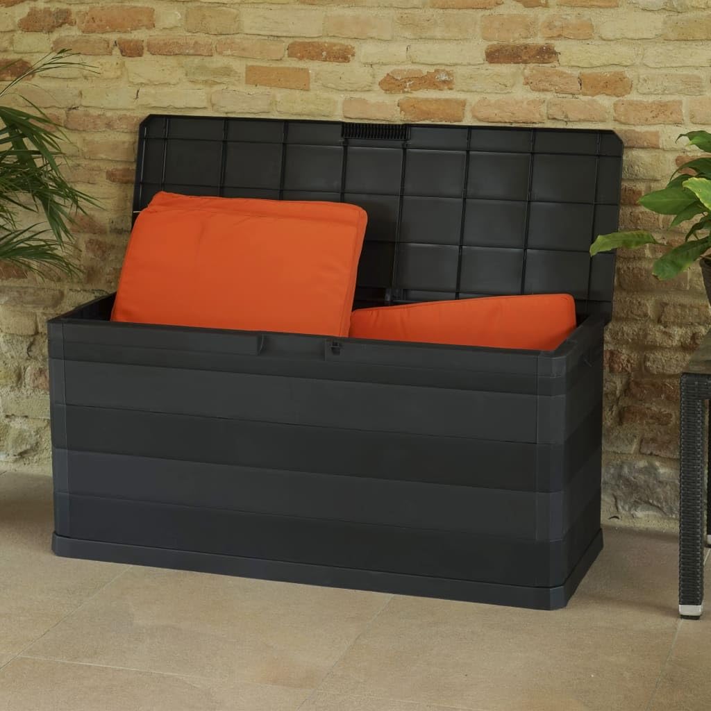 vidaXL Outdoor Storage, Deck Box with Lid, Patio Cabinet, Storage Chest for Outdoor Cushions Throw Pillows Garden Tools Pool Supplies, Black