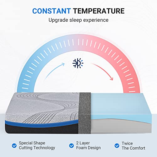 Avenco Full Mattress, 10 Inch Full Size Mattress in a Box, 2 Foam Layers Gel Memory Foam Mattress Full for Cooling, Support & Pressure Relief, 10 Years Support