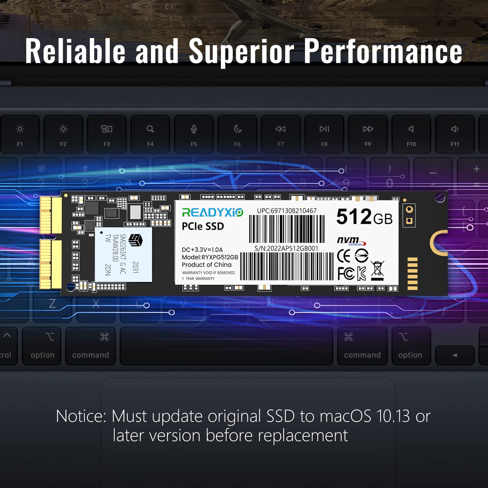 512GB SSD PCIe NVMe 3D Gen3x4 TLC NAND Flash Hard Drive with A USB Bootable Installer for MacBook Air (2013-2015, 2017), MacBook Pro (2013-2015), iMac (2013-2019), Mac Pro (2013), Mac Mini (2014)
