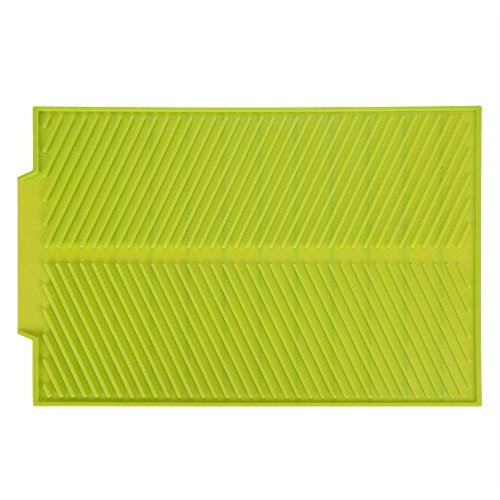 Dish Drying Mat, 15.35* 9.84inch Heat resistant Silicone Mat for Kitchen Counter, Slip Resistant Silicone Quick Dry Pad for Washing Dishes(Green)