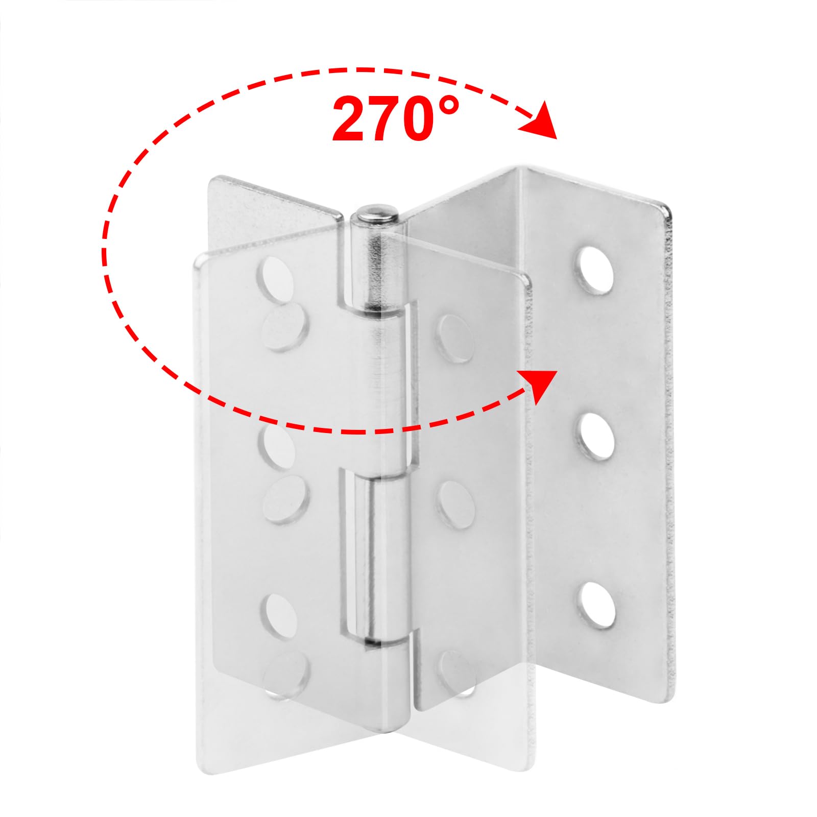 6 Pcs 3" Half-Surface Hinges Chest Hinges,Offset Door Hinges 1.8 mm Thickness Steel Shutter Hinges Semi-Concealed Three Fold Retro Hinges for Cabinet,Piano,Furniture, Max Load 66 lb