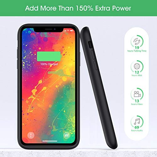 VOOE Battery Case for iPhone 11, Upgraded 6800mAh Extended Rechargeable Charging Case Protective Portable Battery Pack for iPhone 11 External Charging Cover 6.1 inch Smart Case - Black