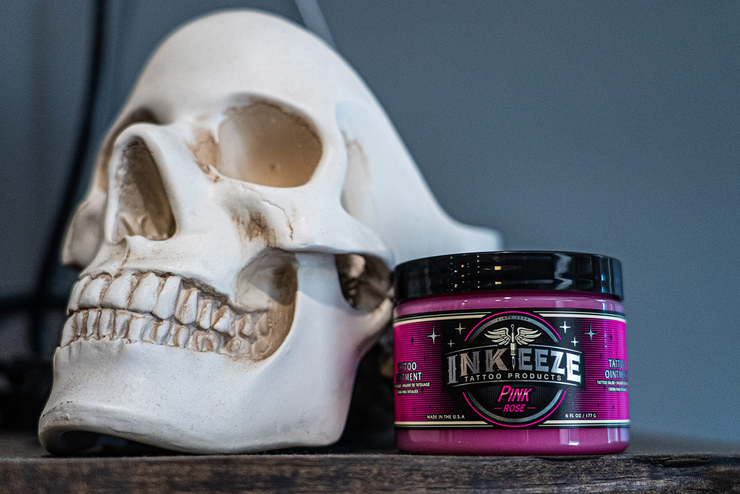 INK-EEZE Pink Tattoo Ointment for Artists and Aftercare, Essential Oils, Vegan, Cruelty Free, Made in USA, Bubble Gum, 6oz
