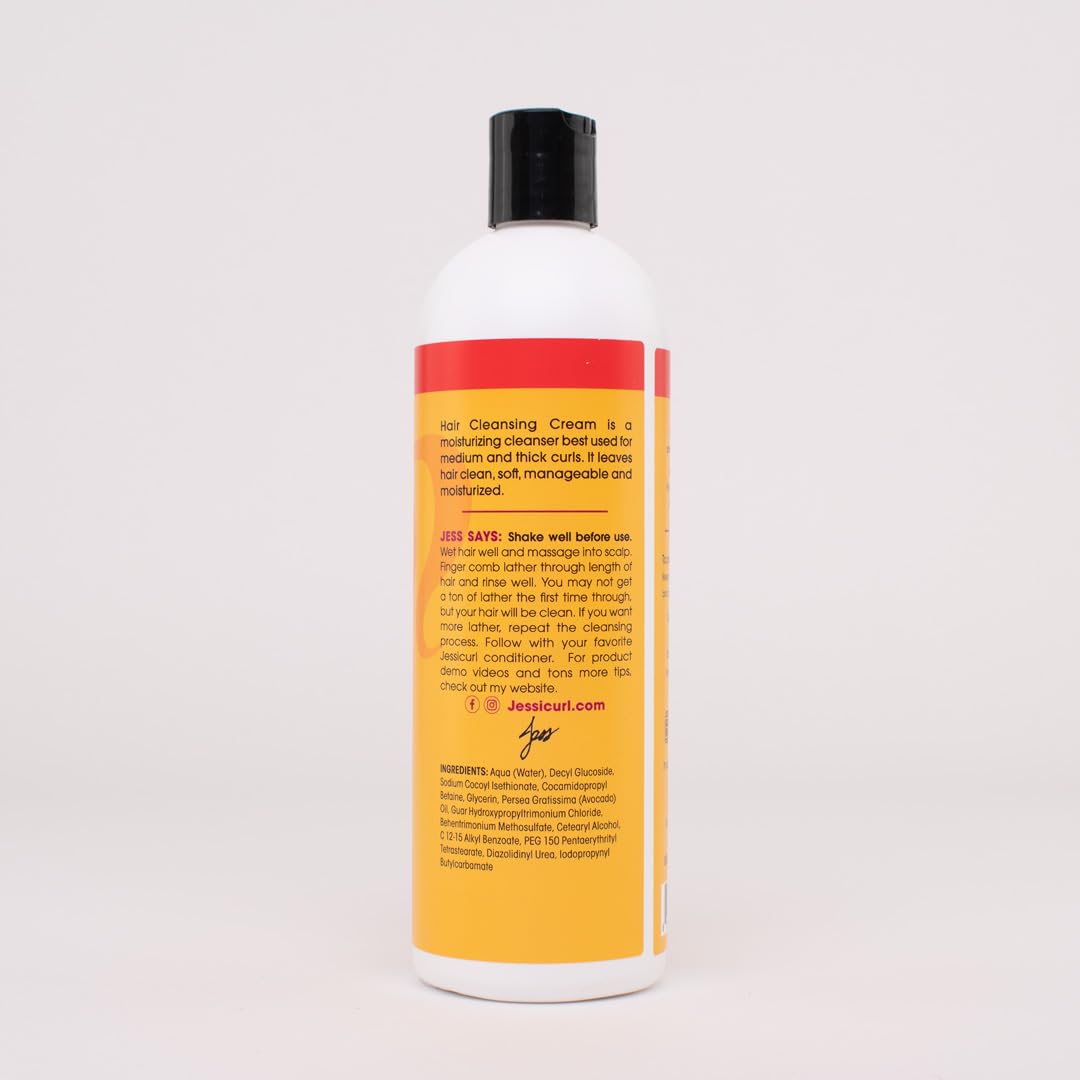 Jessicurl, Hair Cleansing Cream, No Fragrance, 16 Fl oz. Moisturizing Shampoo for Curly Hair, Sulfate Free Shampoo for Dry Hair